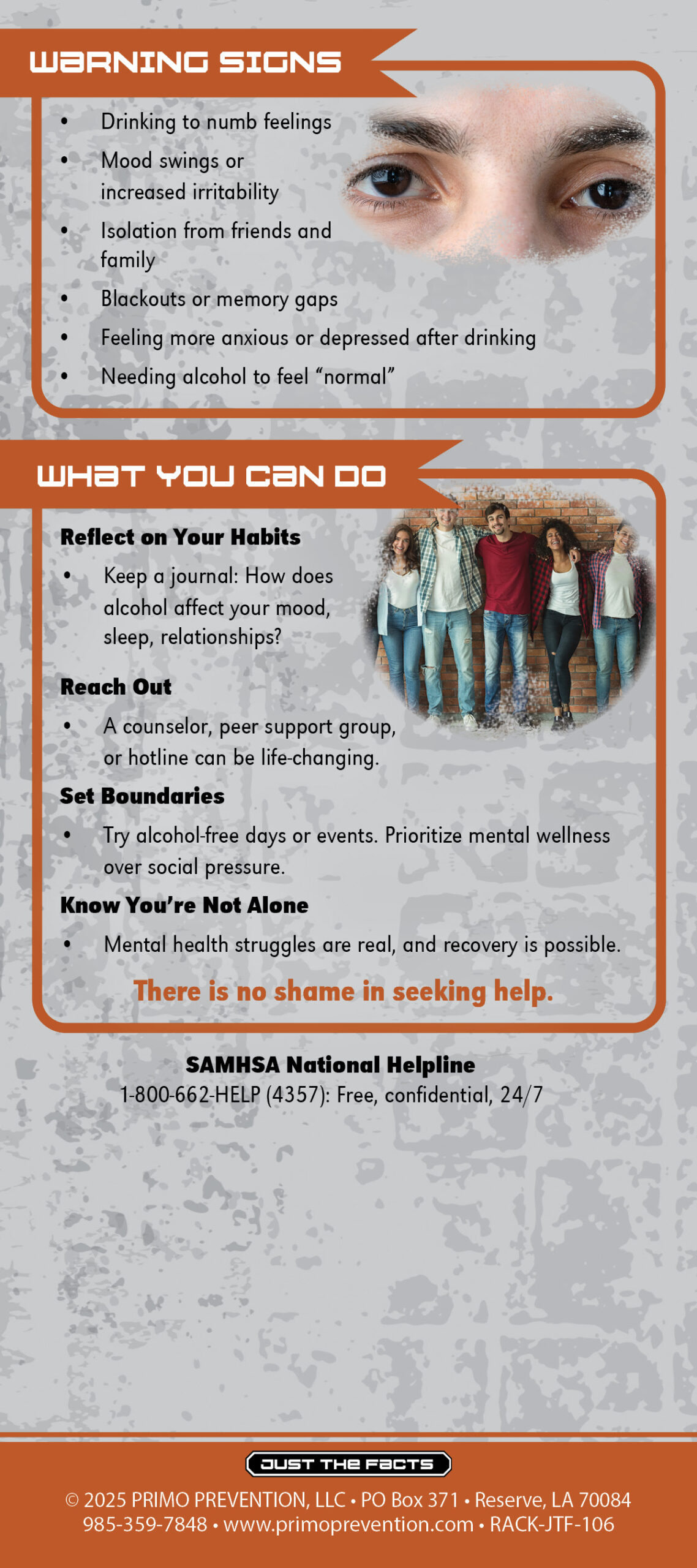 Just the Facts Rack Card: Alcohol & Mental Health - Primo Prevention