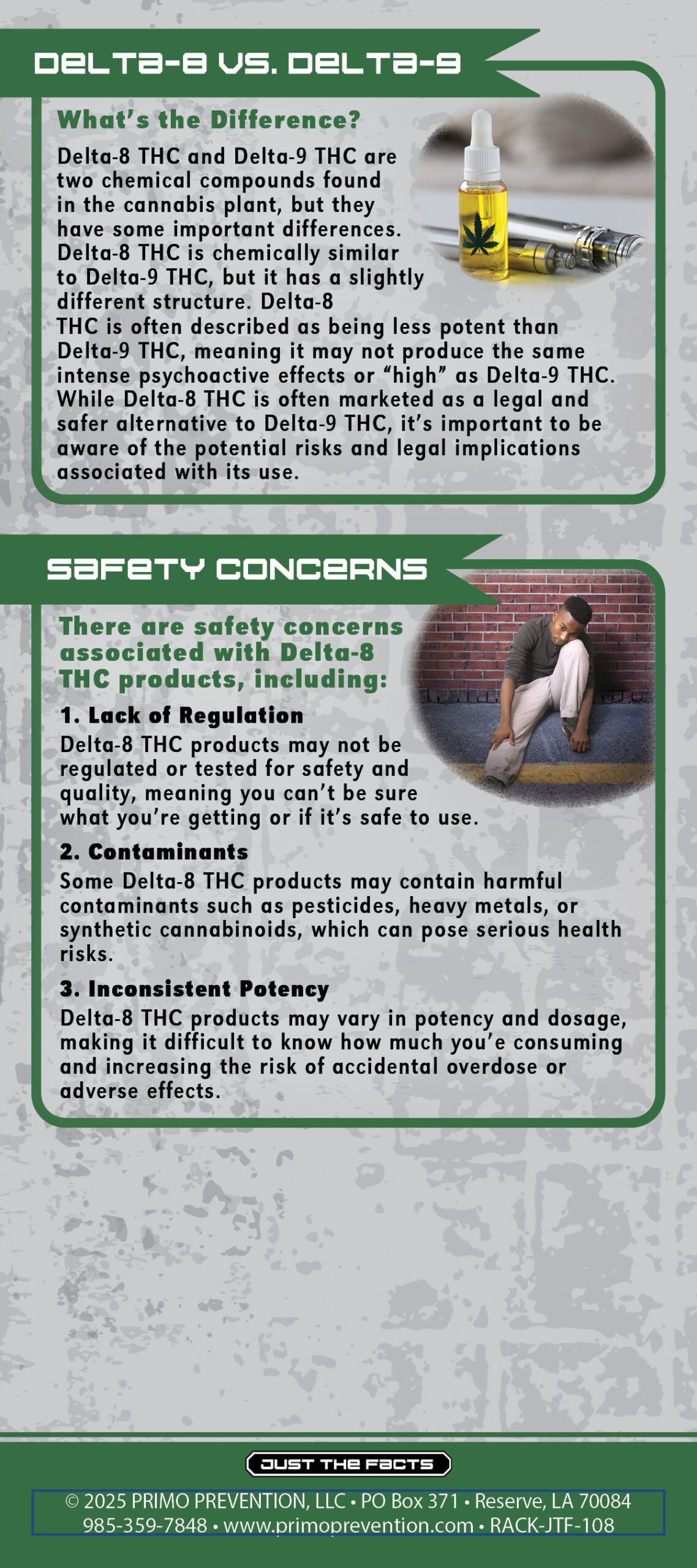 Just the Facts Rack Card: Delta 8 THC - Primo Prevention
