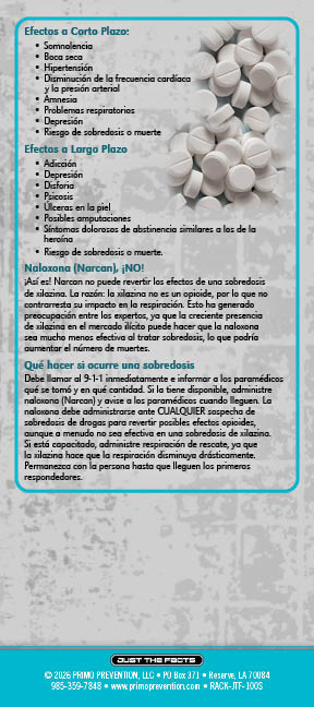 SPANISH Just the Facts Rack Card: "Tranq" Xylazine - Primo Prevention